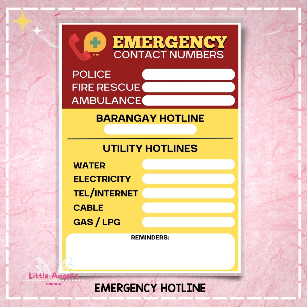 EMERGENCY HOTLINE (THICK A4 SIZE LAMINATED) | Shopee Philippines