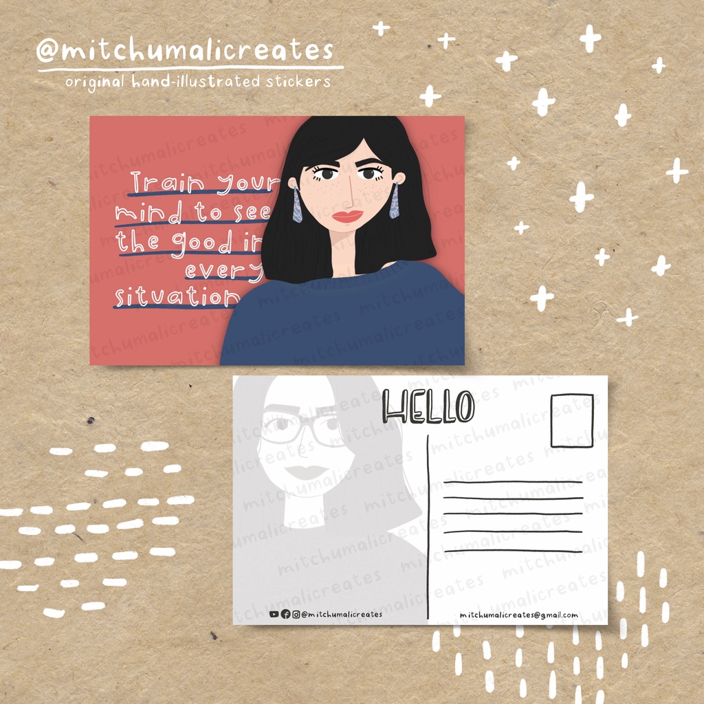 Veronica - Train Your Mind Female Postcard with Quotes Mini Prints Wall ...