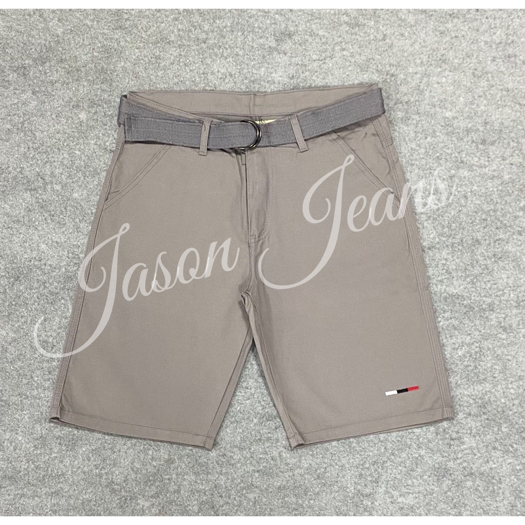 colored plain shorts not stretchable with belt | Shopee Philippines