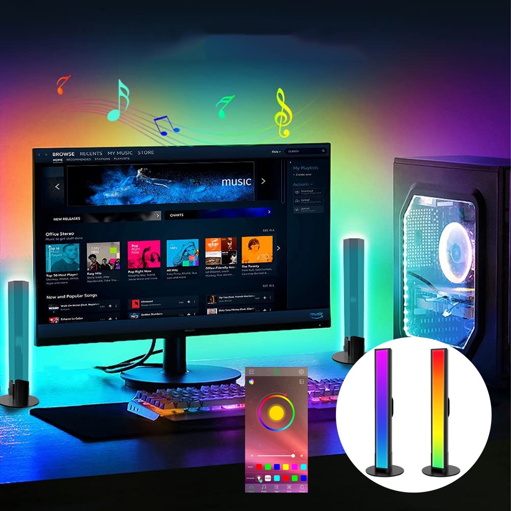 RGBIC Smart Light Bars Ambient Lights with 20 Scene Modes and Music ...