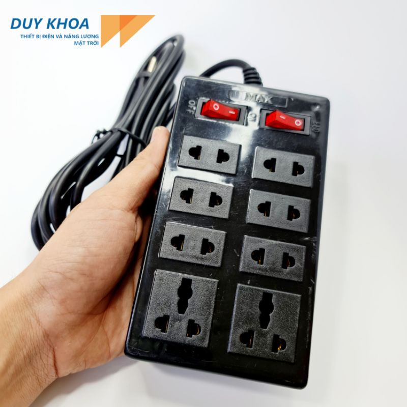 Black 8-Hole Power Socket (2 Switches) With Vinamax Wire | Shopee ...
