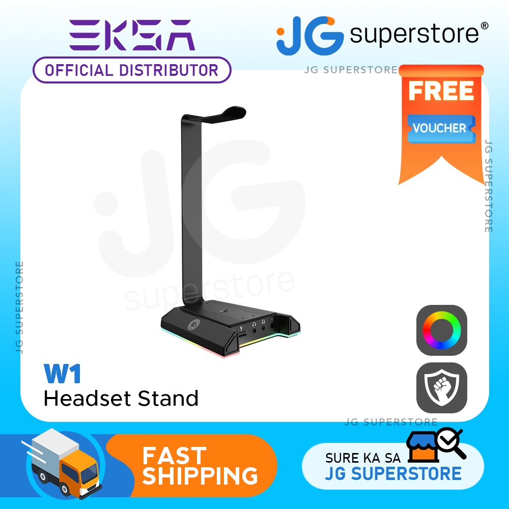 EKSA W1 RGB Headset Stand - 7.1 Surround USB Headphones Holder 3.5mm ...