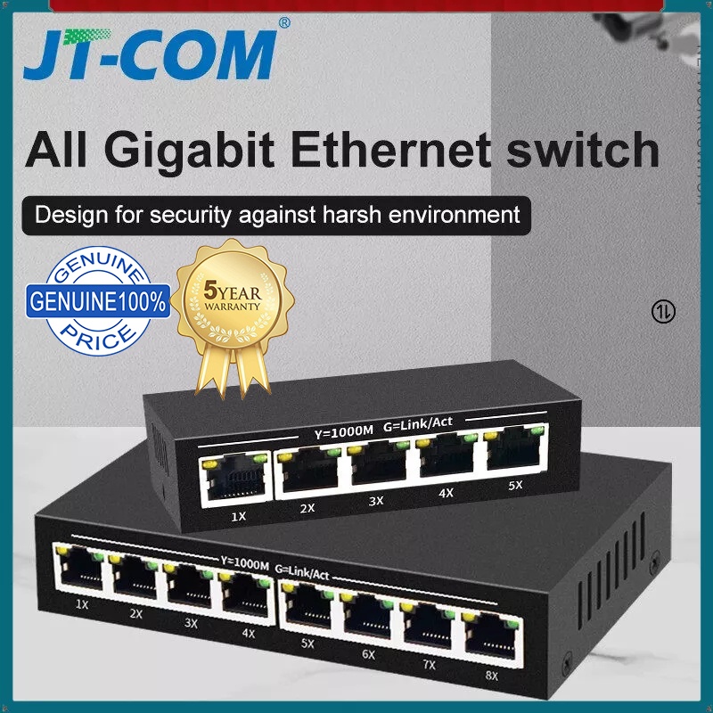 JT-COM Network Switch 5/8 Ports Switch Ethernet 1000Mbps Gigabit High ...