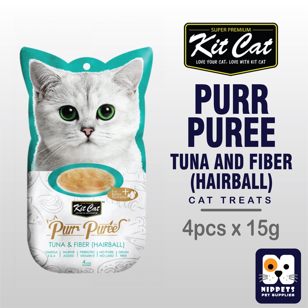 KIT CAT Purr Puree Tuna & Fiber (Hairball) Cat Treats 4pcsx15g | Shopee ...