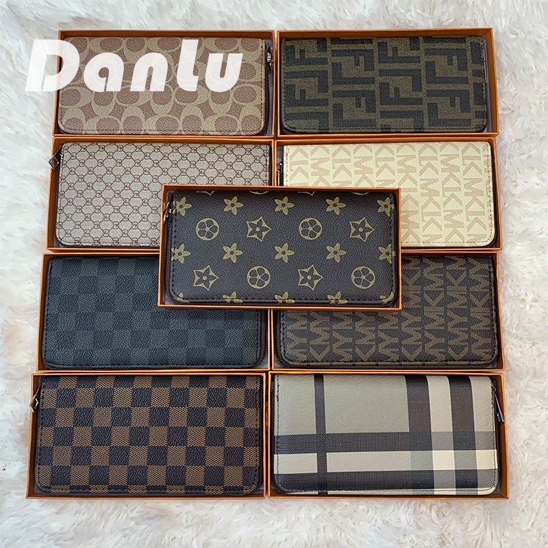 【DanLu】Leather Zipper Wallet Long Wallet with Box for Woman | Shopee ...