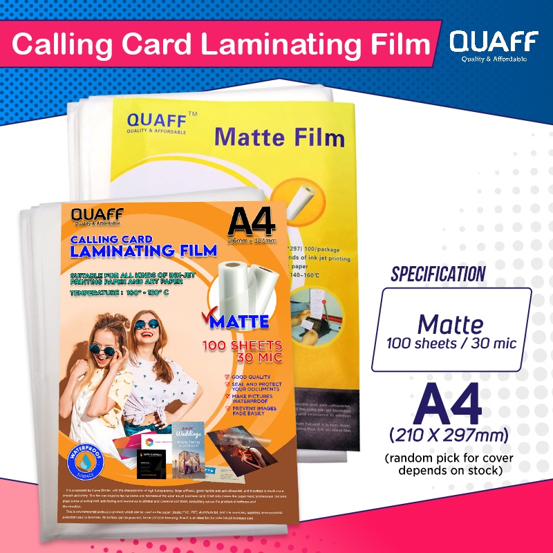 QUAFF Calling Card Laminating Film A4 Size Glossy & Matte 30Micron ...