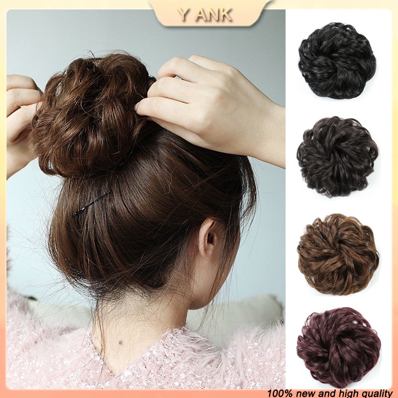 【YAN】Hair Bun Extension Wig Natural Curly Messy Bun Hair Piece for ...