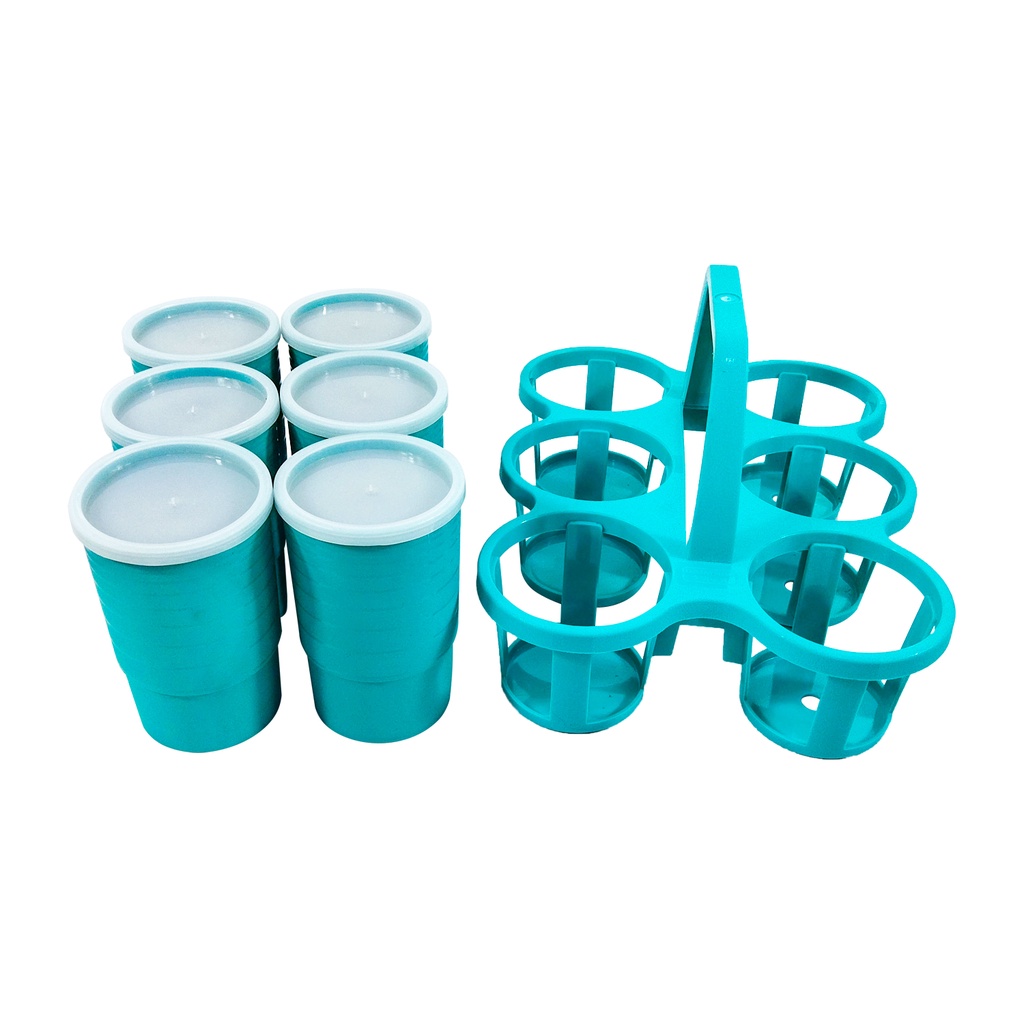 COD DVX #91058 6pcs Plastic Drinking Cups with Snap-On Lid and Holder ...