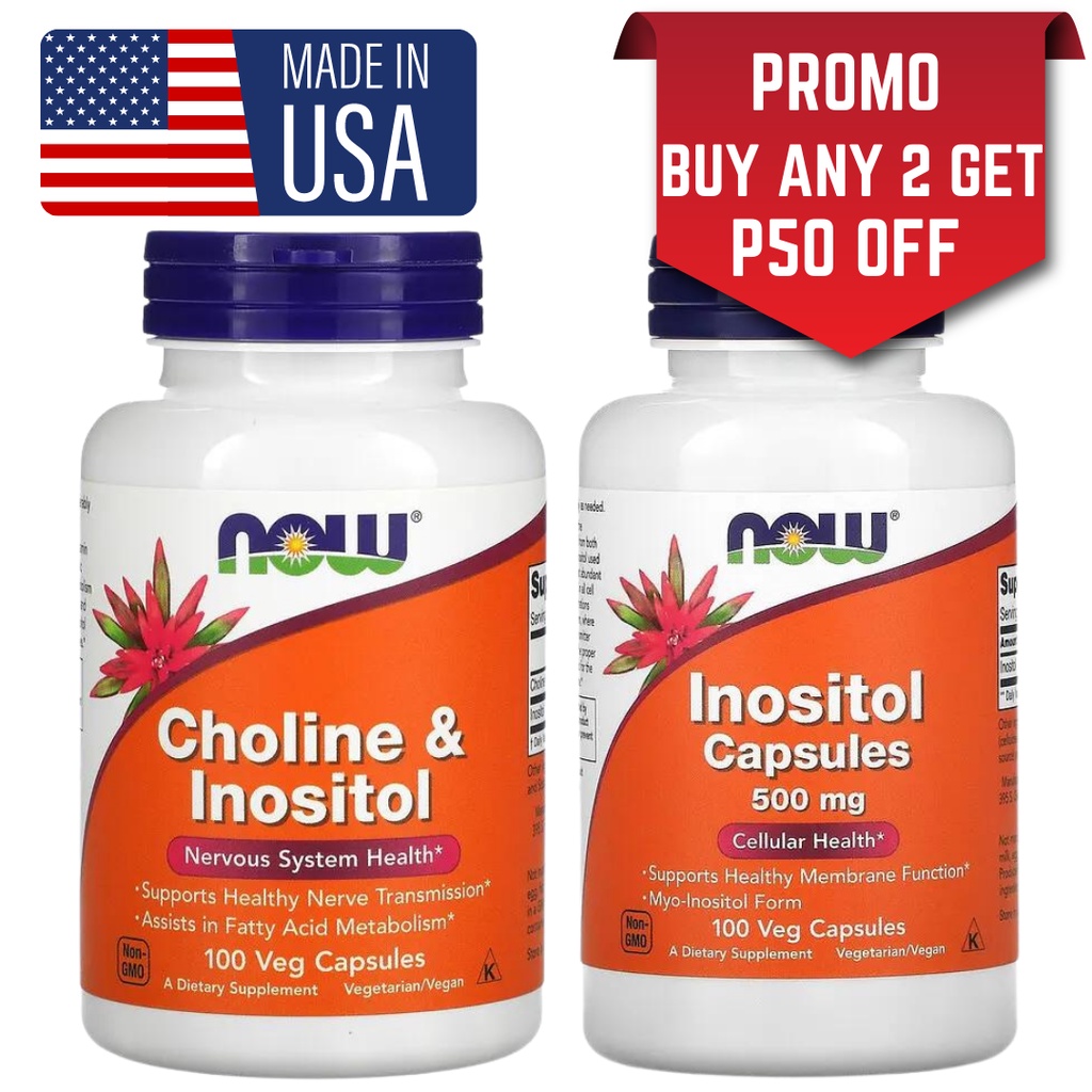 Now Foods Choline & Inositol / Inositol Capsules 500 mg, 100 Veg ...