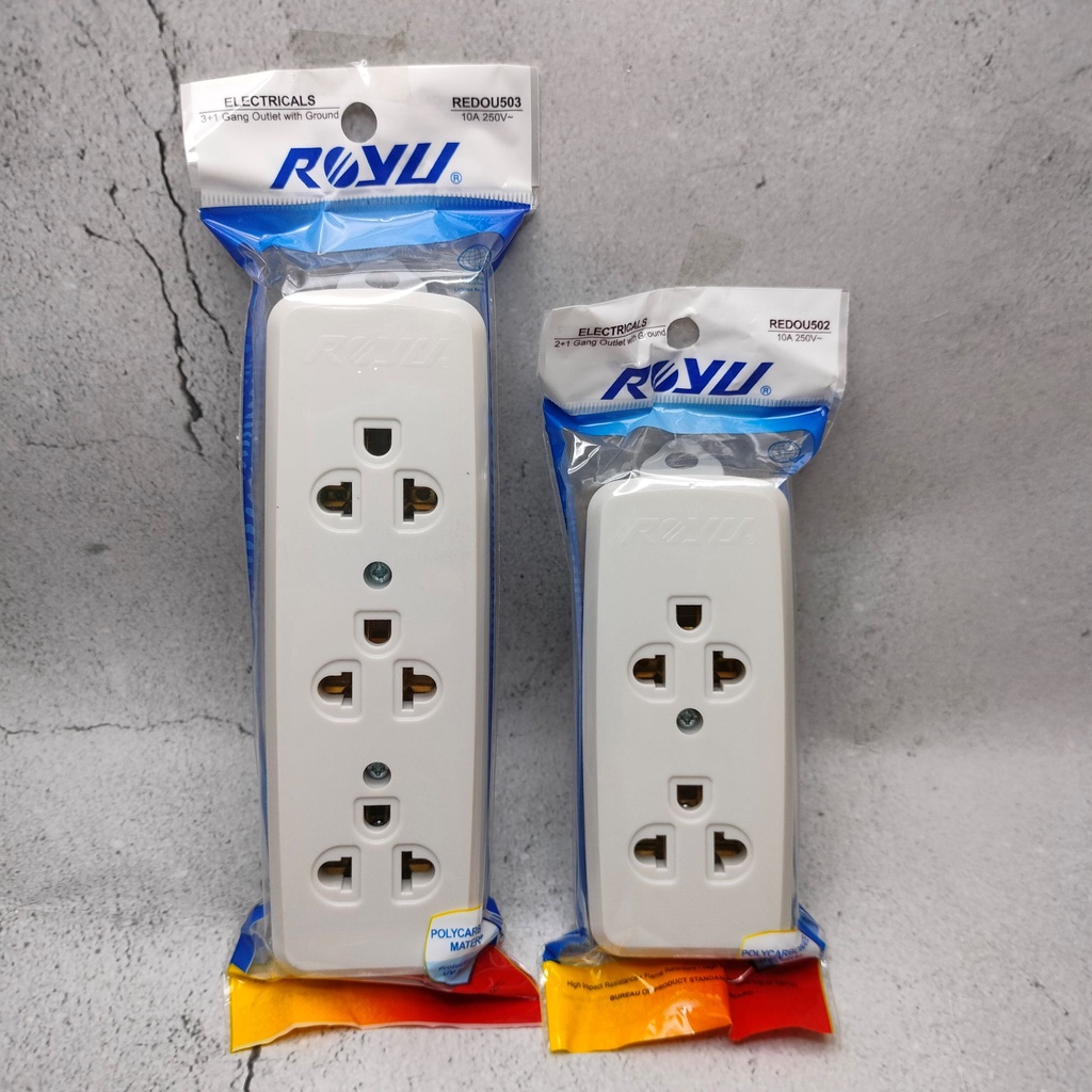 Royu 2 Gang or 3 Gang Surface Type Convenience Outlet w/ Gound REDOU502, REDOU503 | Shopee ...