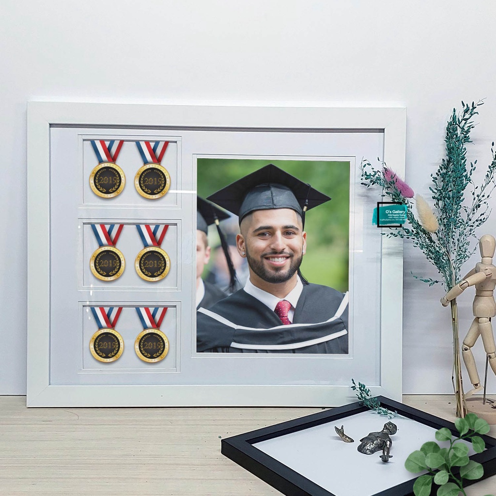 FRAME COLLAGE 6pcs medals, 1pc 8R (8"x10") frame collage Wall hang ...