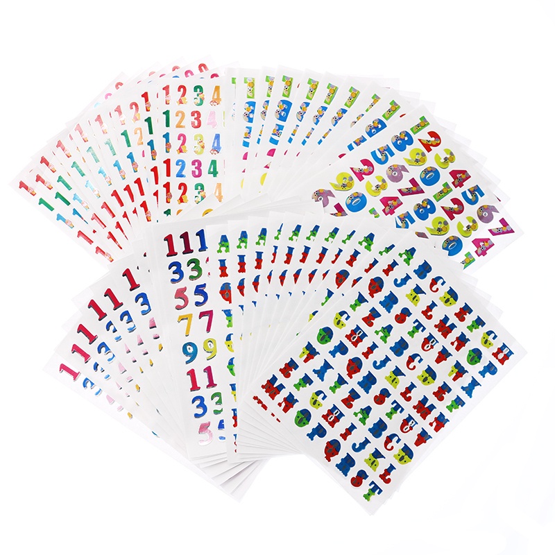 10 Sheets/Pack Cartoon Number English Letter SeriesReward Stickers for ...