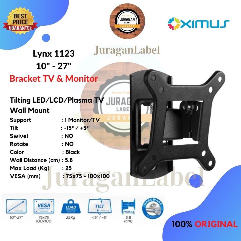 Bracket Oximus Lynx 1123 LED TV Monitor 10" - 27" Tilt | Shopee Philippines