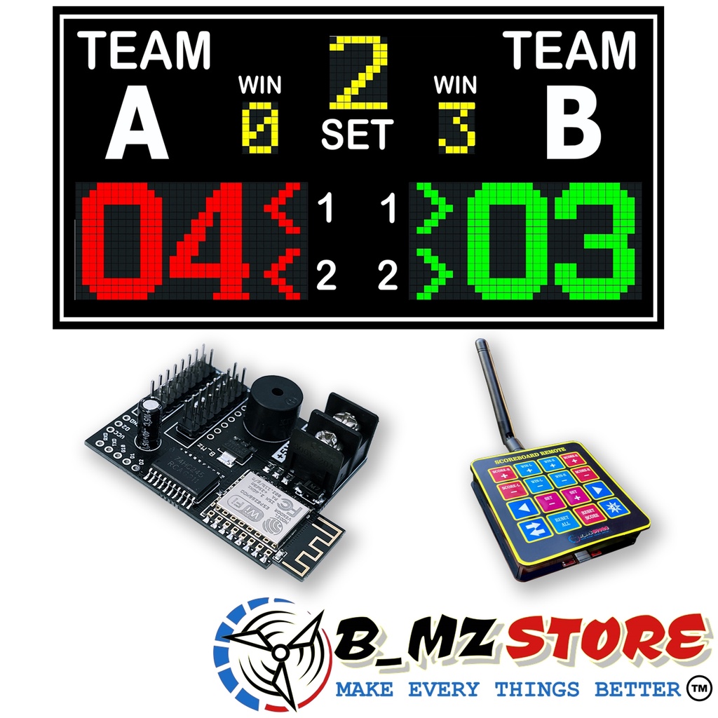 Badminton Scoreboard Controller 3 Panel P10 Wireless Score Board ...