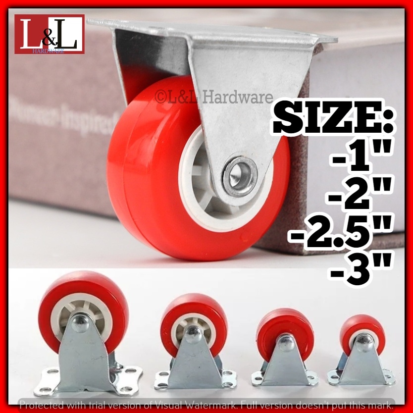 3111 4PCS/SET (1INCH/2.5INCH/2INCH/3INCH) Red PVC Rail RIGID Casters No ...