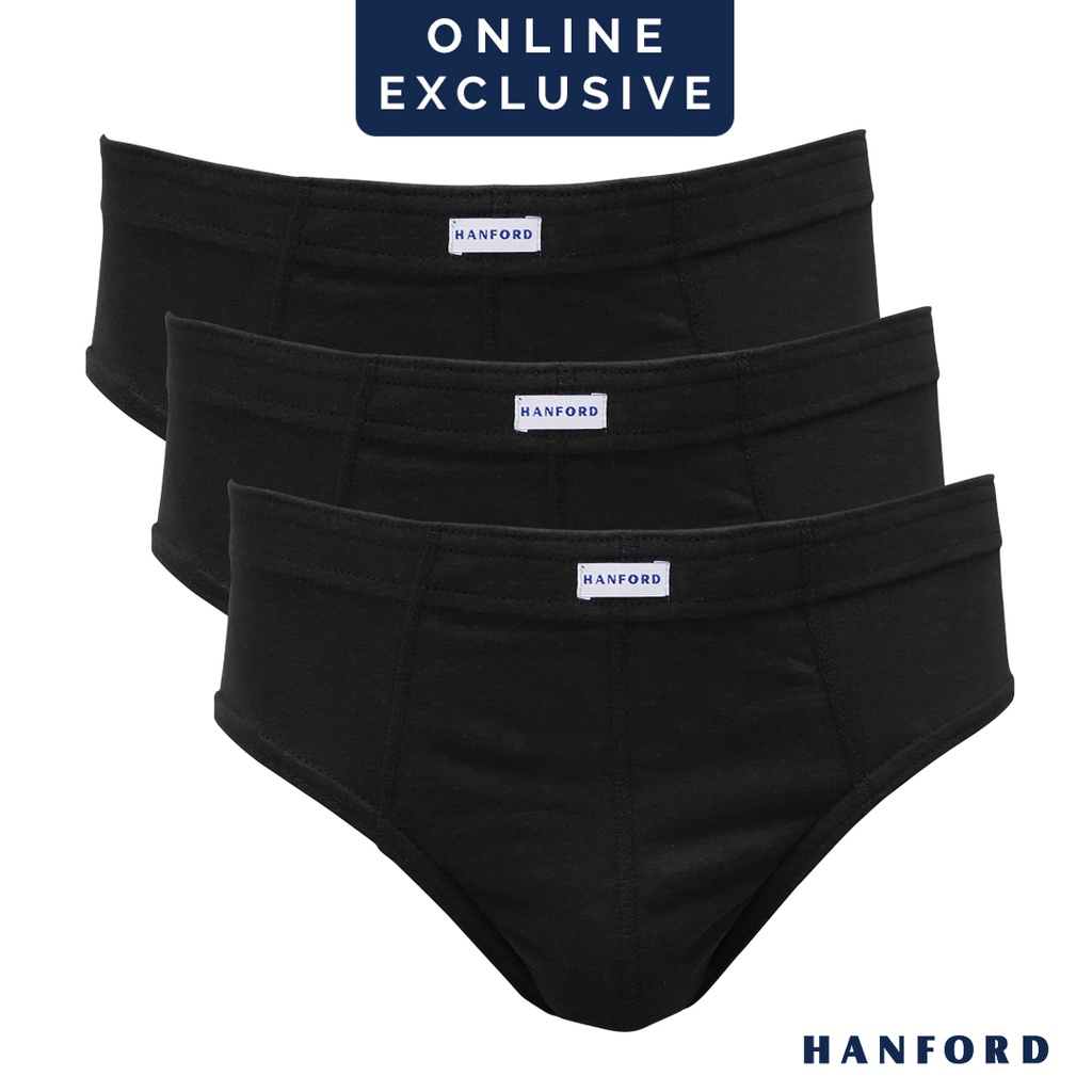 Hanford Men Regular Cotton Briefs Inside Garter V313 - Black (3in1 Pack ...