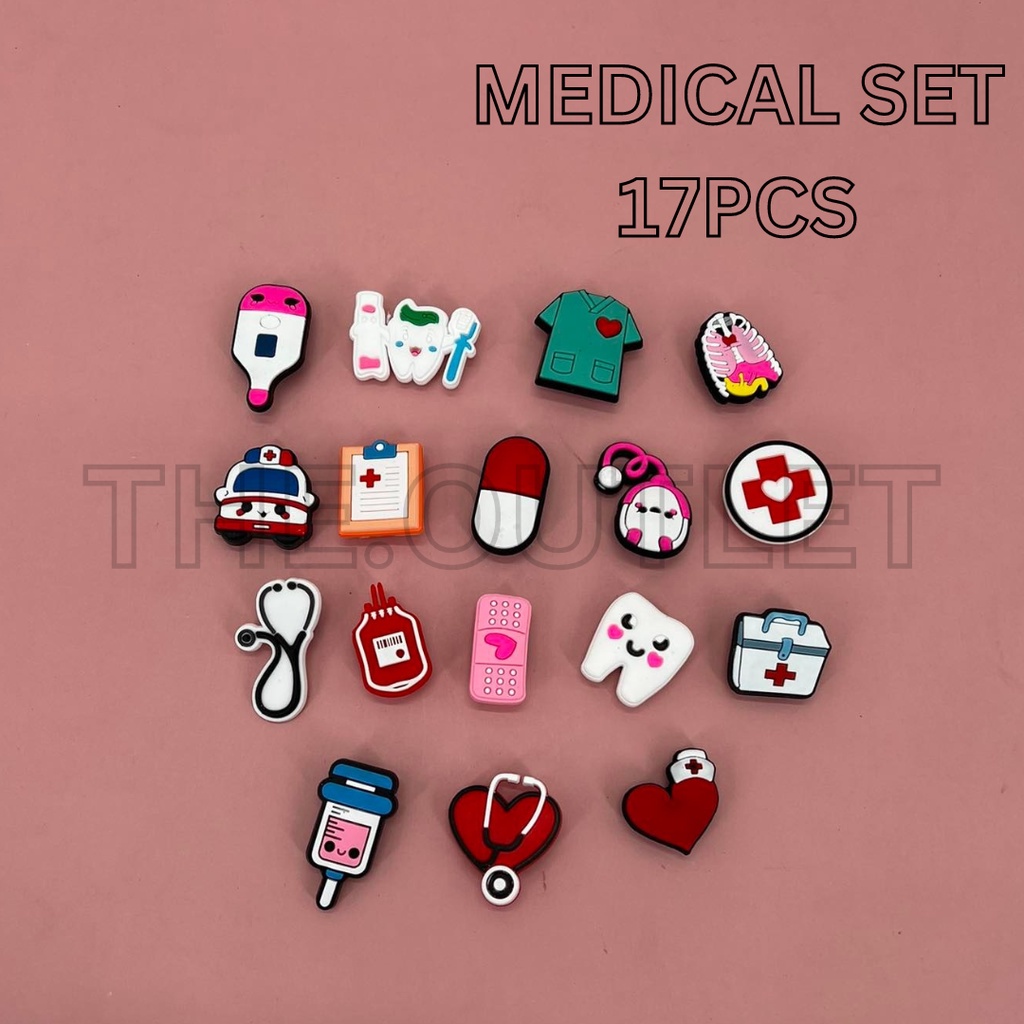 CROCS CLOGS JIBBITZ ACCESSORY MEDICAL DESIGN 17 PCS SET (CROCS NOT ...