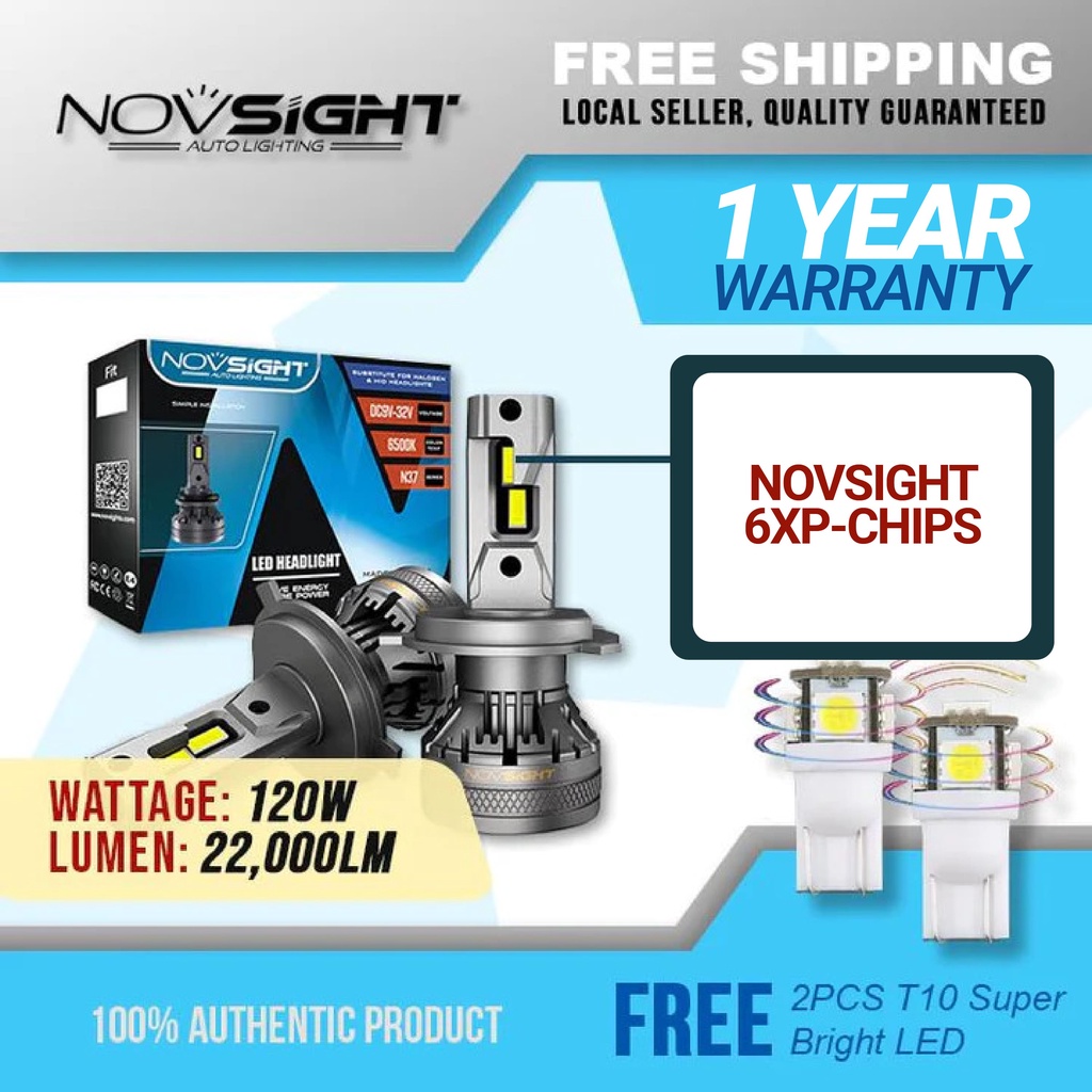 [22,000 LUMENS] NOVSIGHT N37 H4 H11 9005 22,000 Lumens 120 Watts For ...