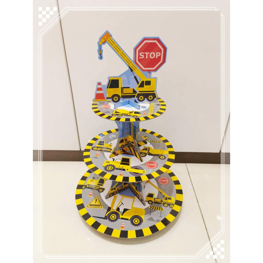 Traffic car truck theme Three Layers Cup cake Stand rack party dessert ...