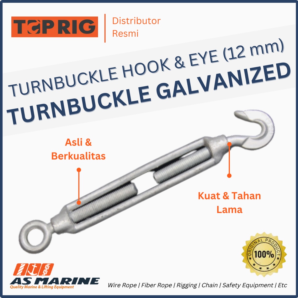Toprig Turnbuckle / Hard Needle / Spanskrup Hook & Eye Galvanized 12 mm ...