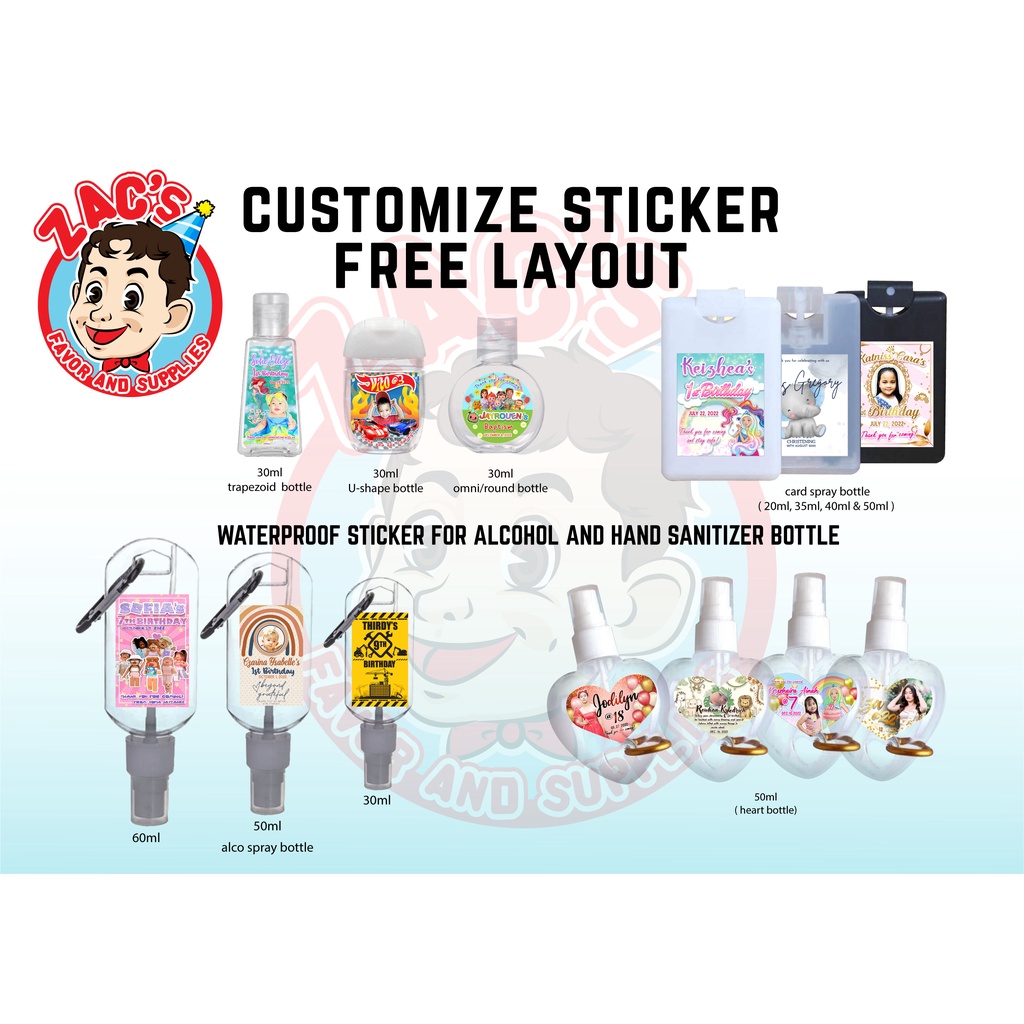 ZACS Customized STICKER for 30ml hand sanitizer alcohol bottle ...