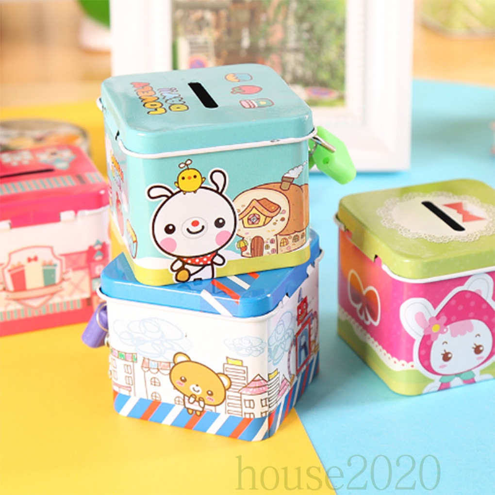CARTOON SAVING BOX FOR KIDS - SAVING PIGGY TUBE (Includes lock + key ...