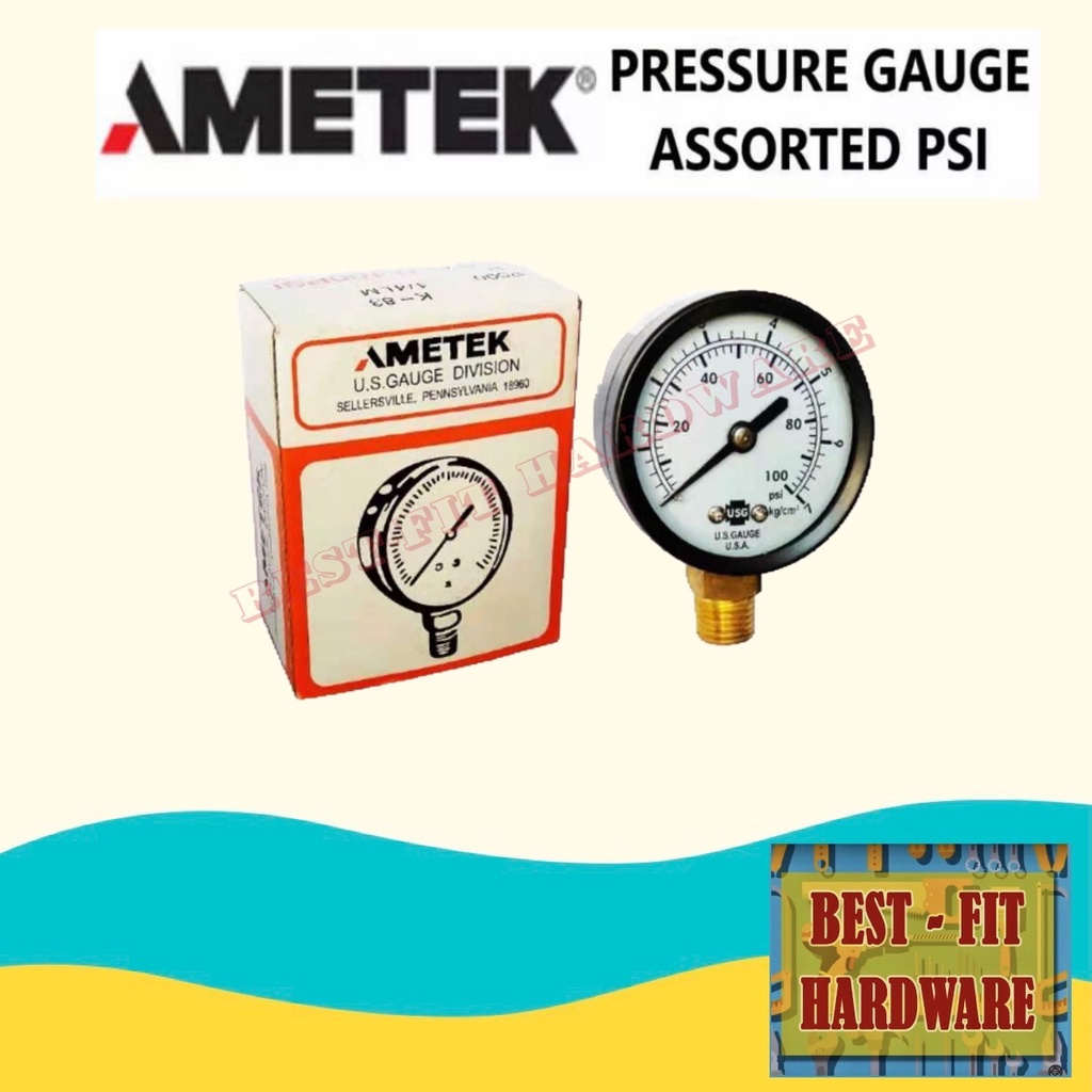 AMETEK - Pressure Gauge (100 PSI, 200 PSI, 300 PSI & 400 PSI) PER PIECE ...