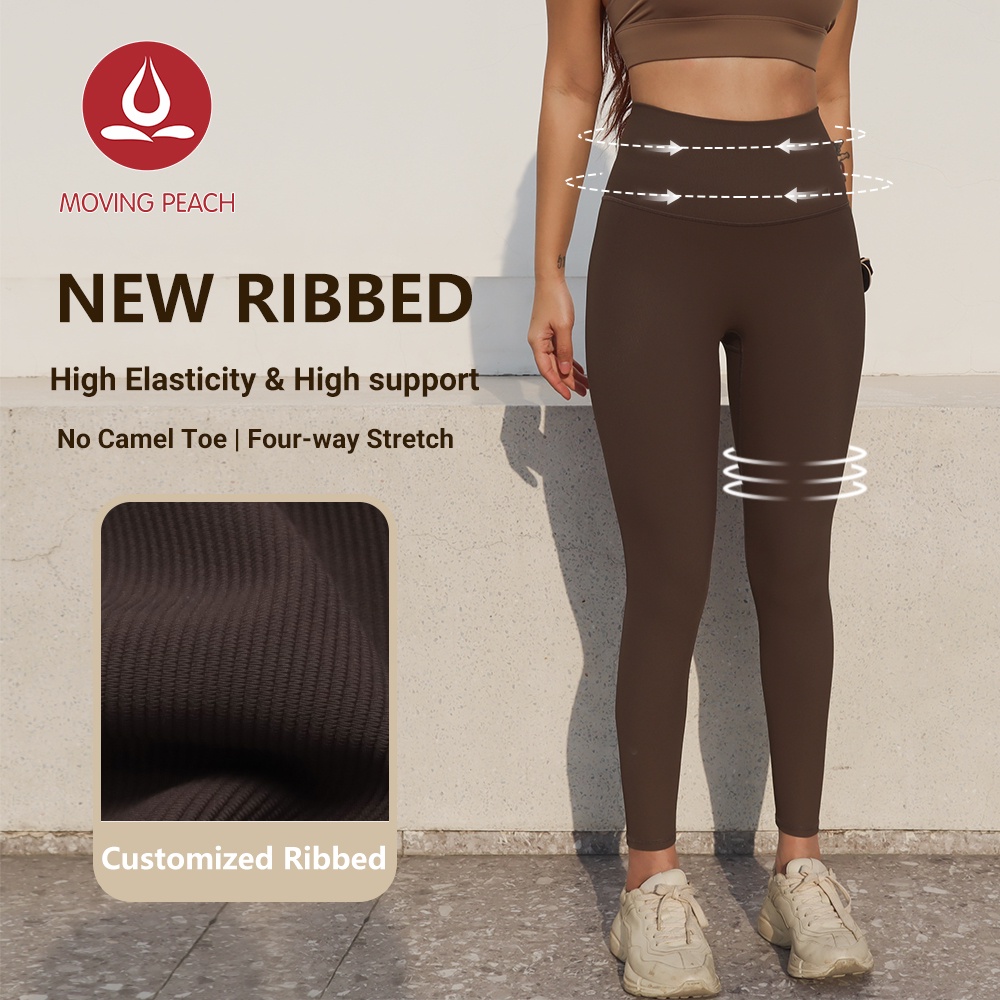 MOVING PEACH Women Sports Leggings High-Rise Non awkward line Nude ...