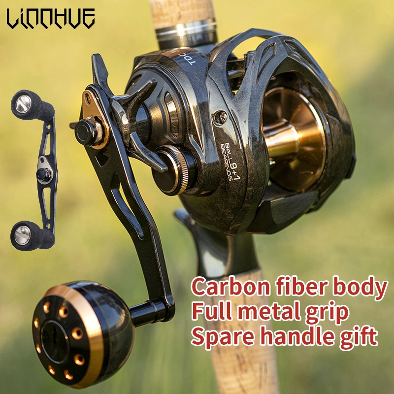 Linnhueph Baitcasting Reel TDC Carbon Fiber Body Max Drag 16kg Metal ...