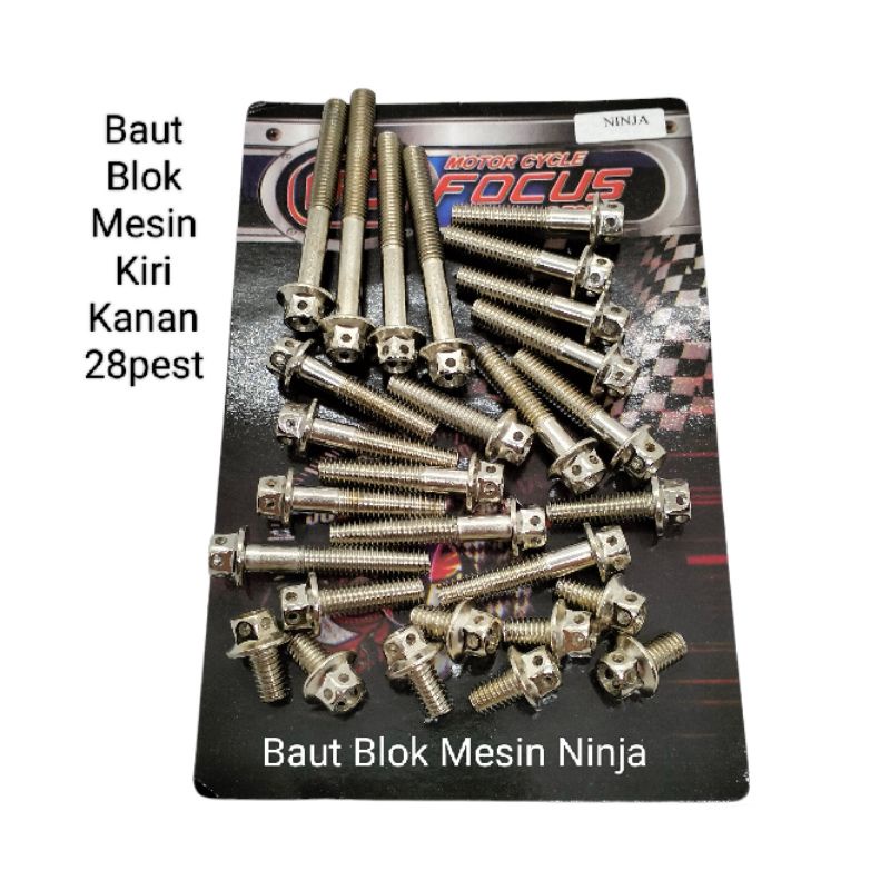 MESIN Engine Block Bolt set Stainlise 28pest Ninja Motorcycle | Shopee ...