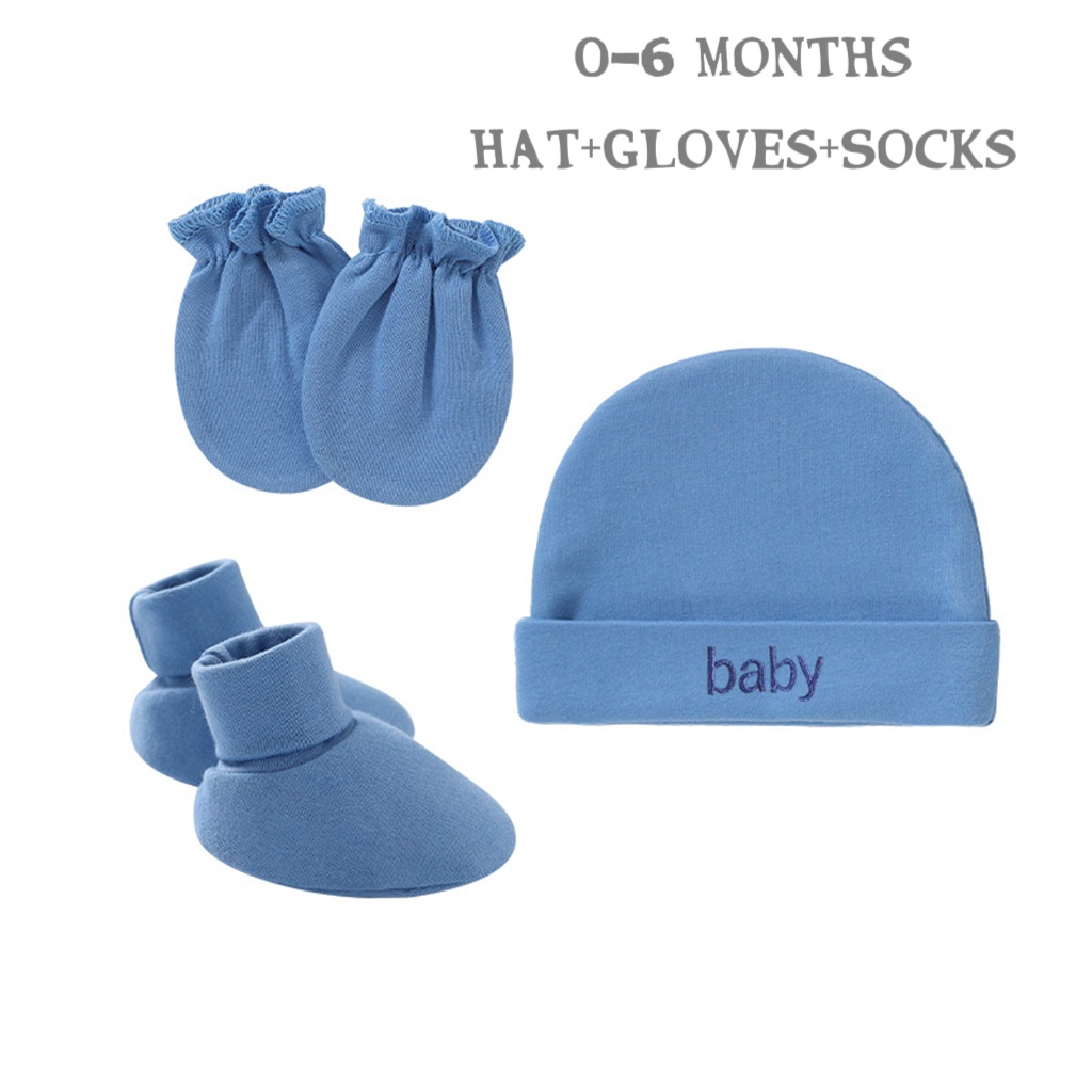 3pcs/Set Gloves Hat Socks Baby Cotton Mitten newborn baby Mittens baby ...