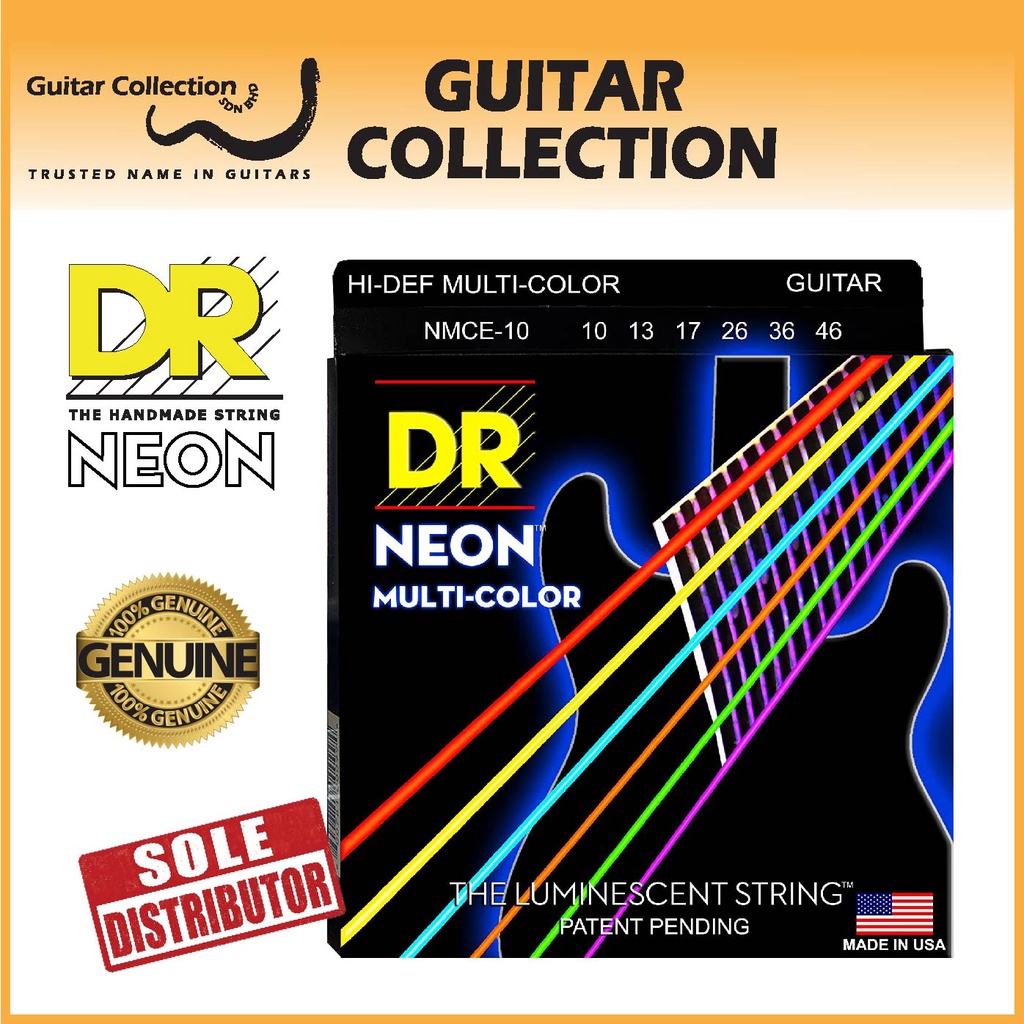 DR Strings NMCE-10 NEON Multi-Colour Coated Nickel Plated Electric ...