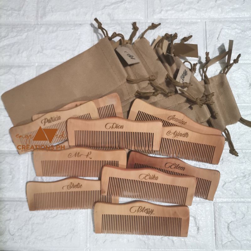 SALE!!! Laser Engraved Small Wooden Handheld Combs | Shopee Philippines