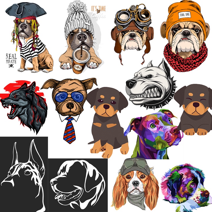 IRON ON TSHIRT - DOGS Designs vol 1 A4 Size Print Digital Transfer Film ...
