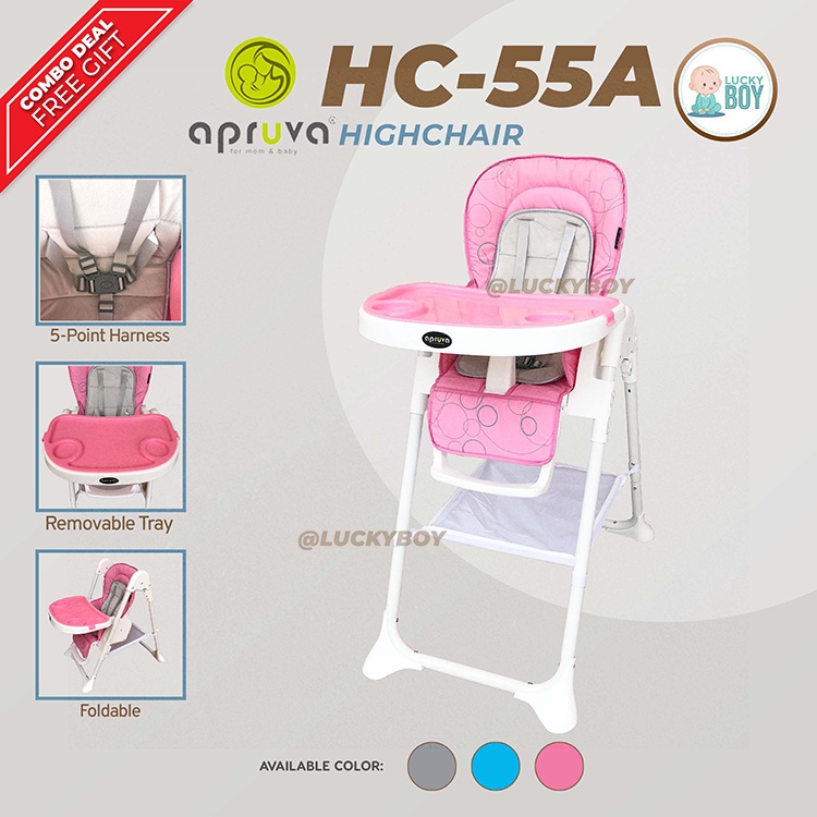 Apruva HC-55A Chaise Deluxe Pink High Chair for Baby | Shopee Philippines