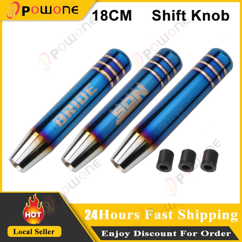Powone Universal JDM Burnt Blue Style Aluminum Gear Shift Knob Shifter ...