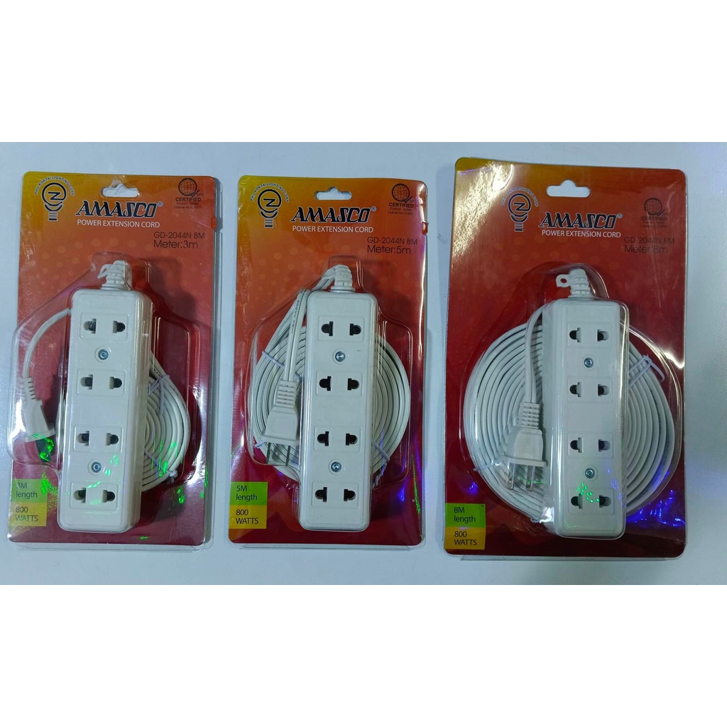 AMASCO Power Extension Cord GD-2044N 8M (3m,5m,8m) | Shopee Philippines