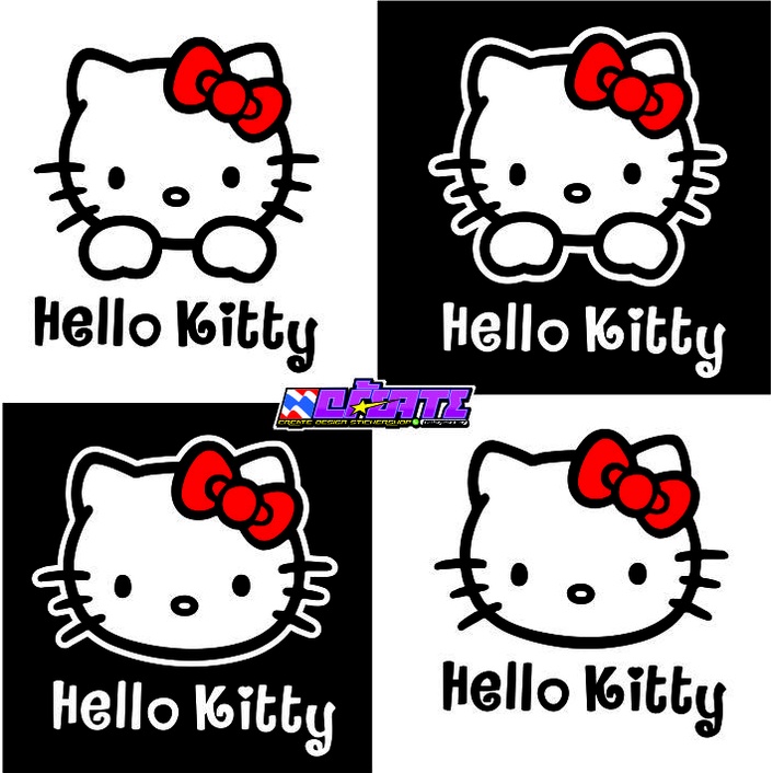 HELLO KITTY HEAD and NAME STICKER fix for CARS, LAPTOP, WALL, DOOR ...