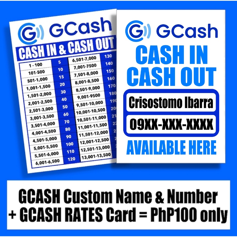 Laminated Waterproof A4 Signage for G C A S H Rates | Gcash Name Number ...