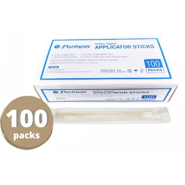 Partners Sterile Cotton-Tip Applicator (200pcs - 100 packs / 2pcs per ...