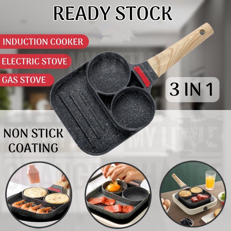 Pan 3-in-1 Multifunctional Breakfast Egg and Steak Omelet Frying Pan ...
