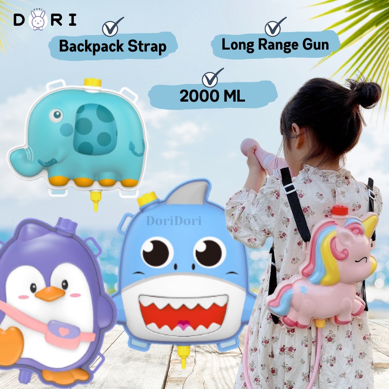 DORI Beach Backpack Water Gun 2000ml Children's Water Toys Cute Kawaii ...