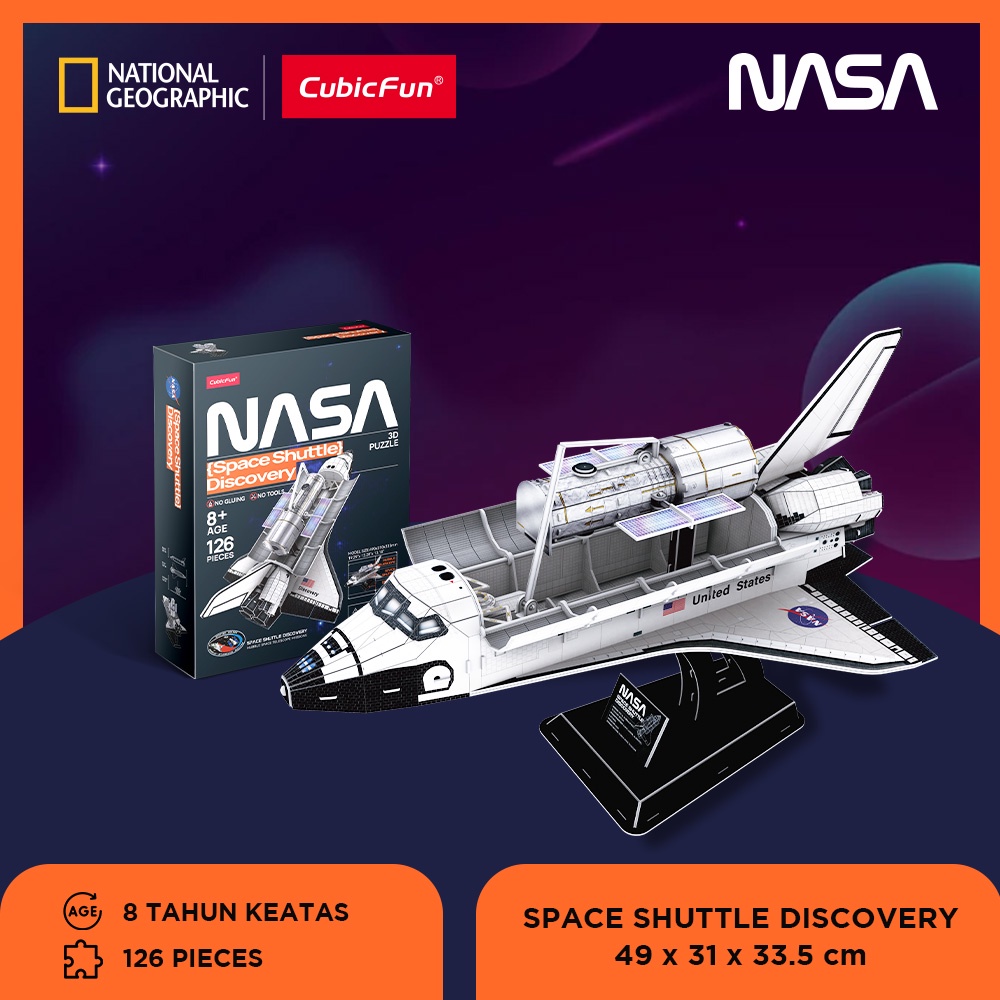Cubicfun NASA Space Shuttle Discovery - 3D Puzzle Spaceship | Shopee ...