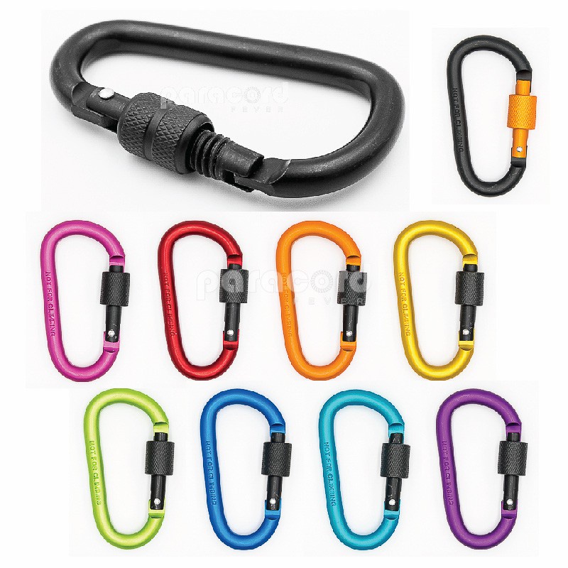 D-shape Multipurpose Aluminium Lightweight Screw Lock EDC Carabiner ...