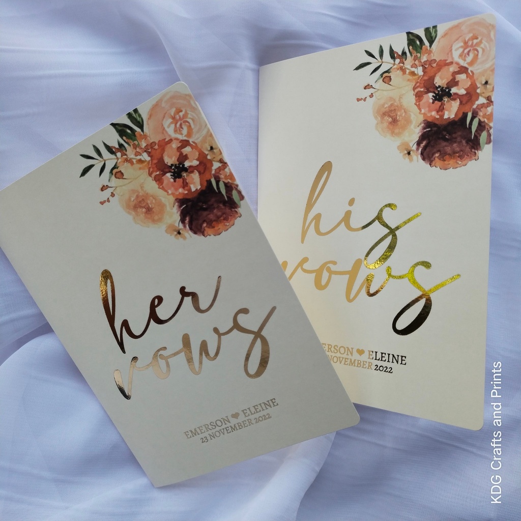 1 pair - His and Her Wedding Vows Card - Peach / Orange / Terracotta ...