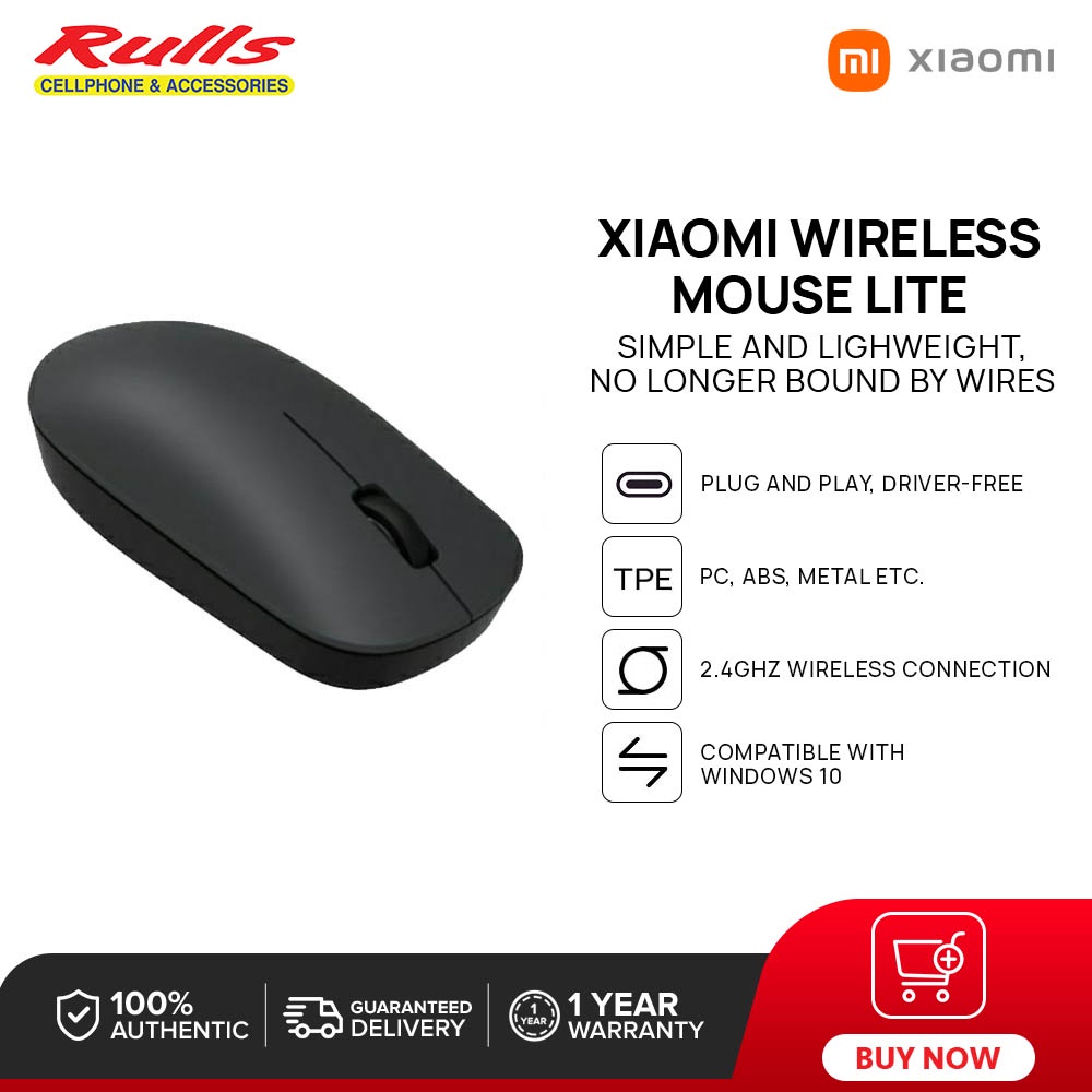 Xiaomi Mi Wireless Mouse Lite 1000DPI 2.4GHz Ergonomic Optical Portable ...