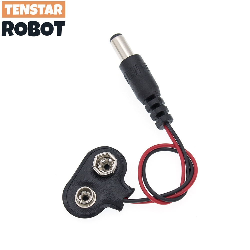 9V Battery Holder Connector Snap 2.1mm DC Plug Adapter T Type for ...