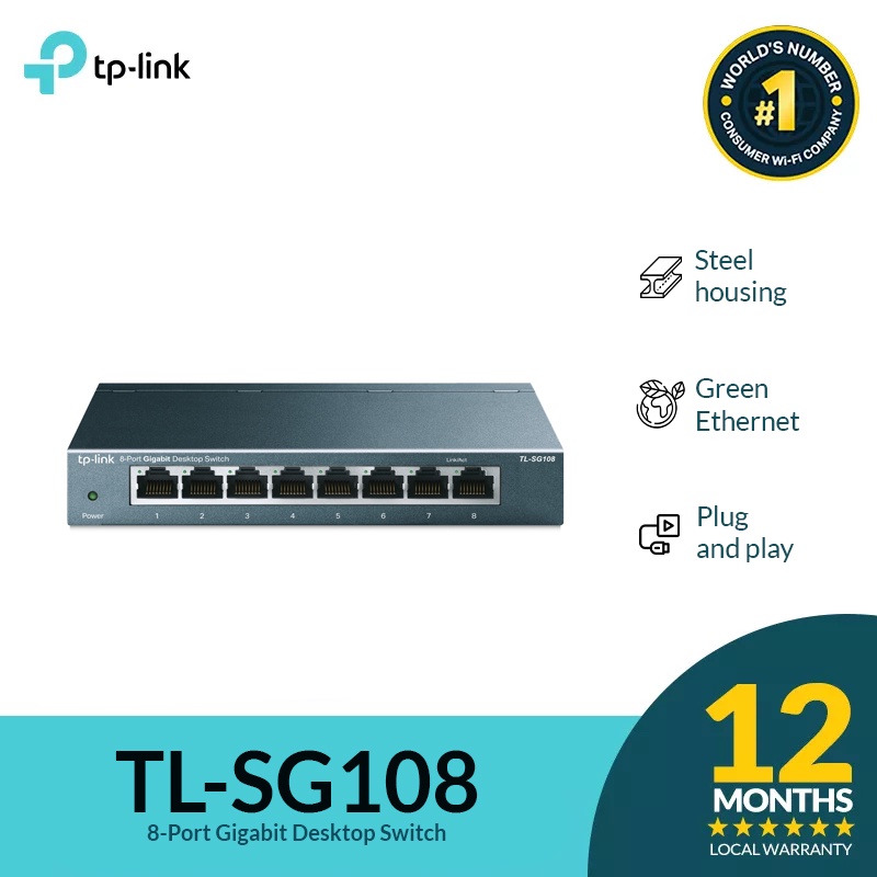 TP-Link TL-SG108 8-Port 10/100/1000Mbps Desktop Switch | Gigabit Ethernt Switch Hub 8 Port | TP ...