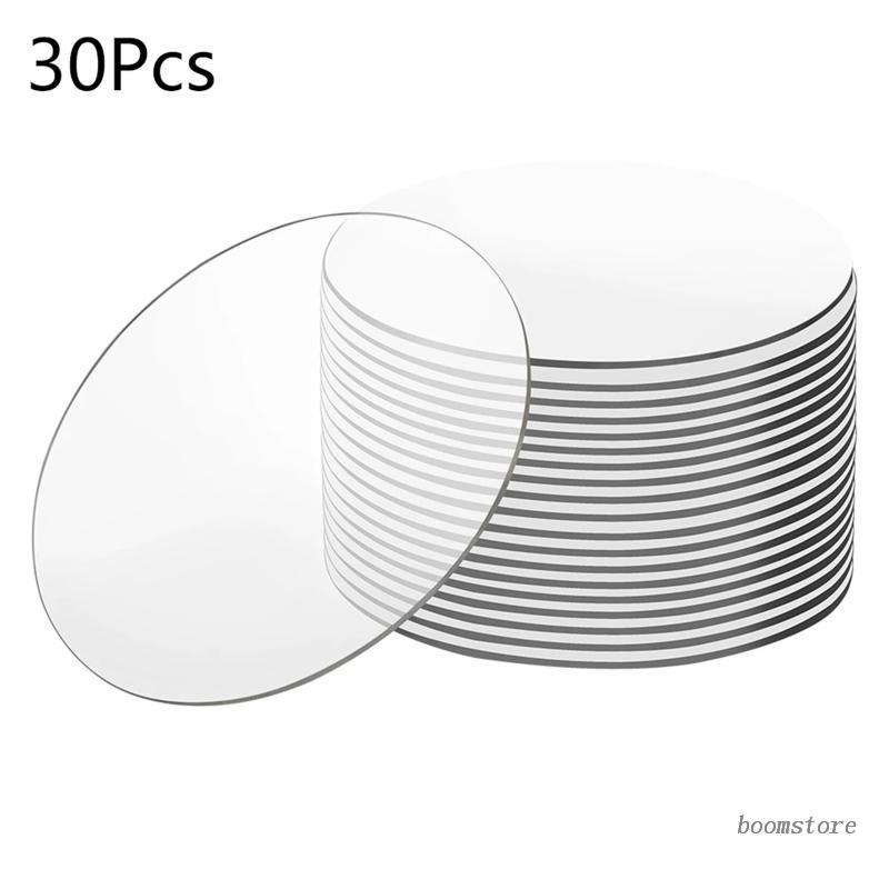 Boom 30 Pcs 50mm Clear Acrylic Round Sheets Transparent Cast Board 0.08 ...