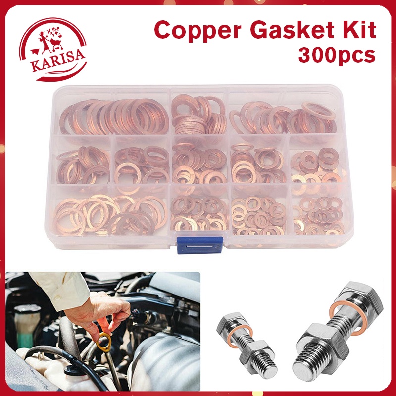 300Pcs Copper Gasket Kit Metric Sealing Washers M5 M6 M8 M10 M12 M14 ...